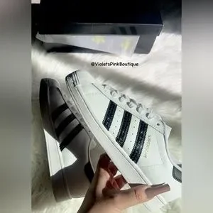 adidas | Shoes | Womens Custom Swarovski Bling Adidas Sneakers | Poshmark